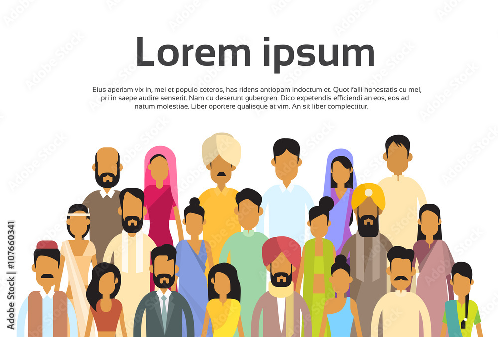 Indian Business People Group, India Crowd Team Copy Space Stock Vector ...