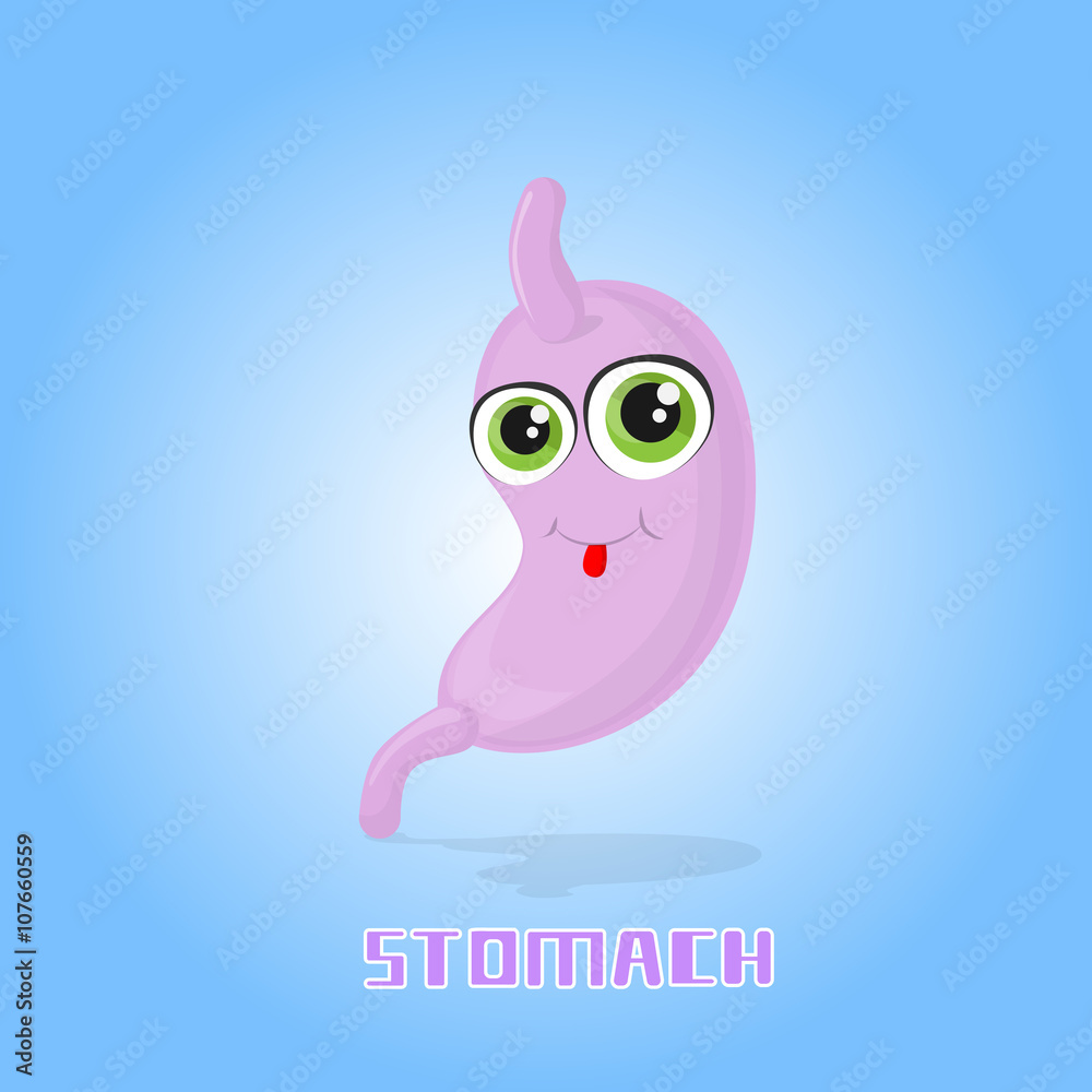 Stomach Smiling Cartoon Character Icon Banner Stock Vector | Adobe Stock