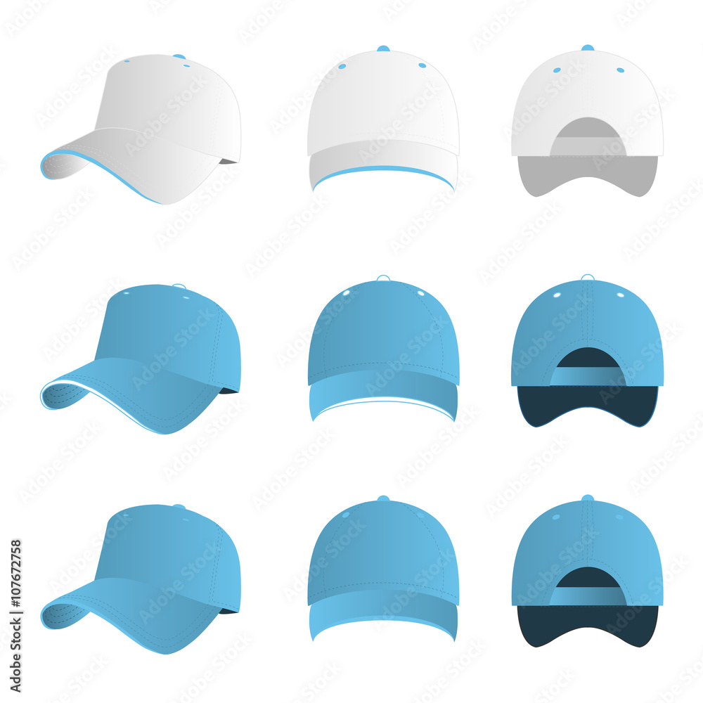 Baby blue baseball cap vector set Stock Vector | Adobe Stock