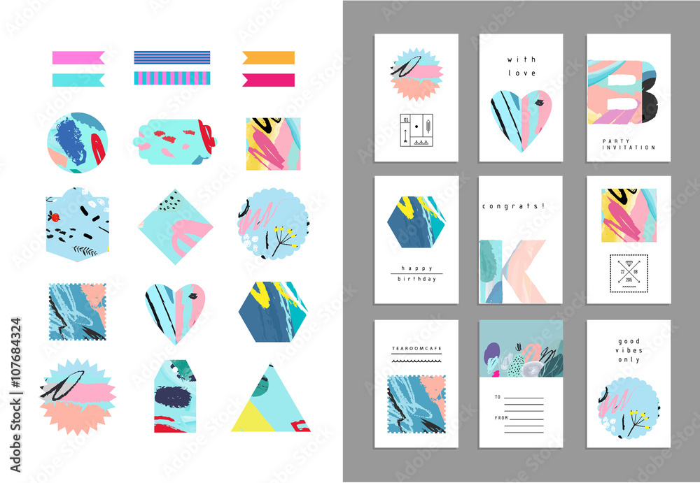 Vector art of label design. Collection of decor elements Stock Vector ...