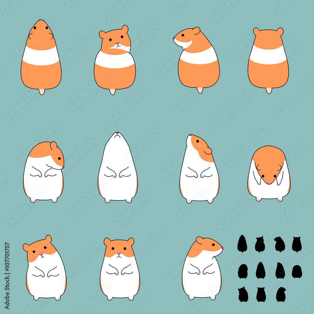Set of hamster standing poses Stock Vector | Adobe Stock