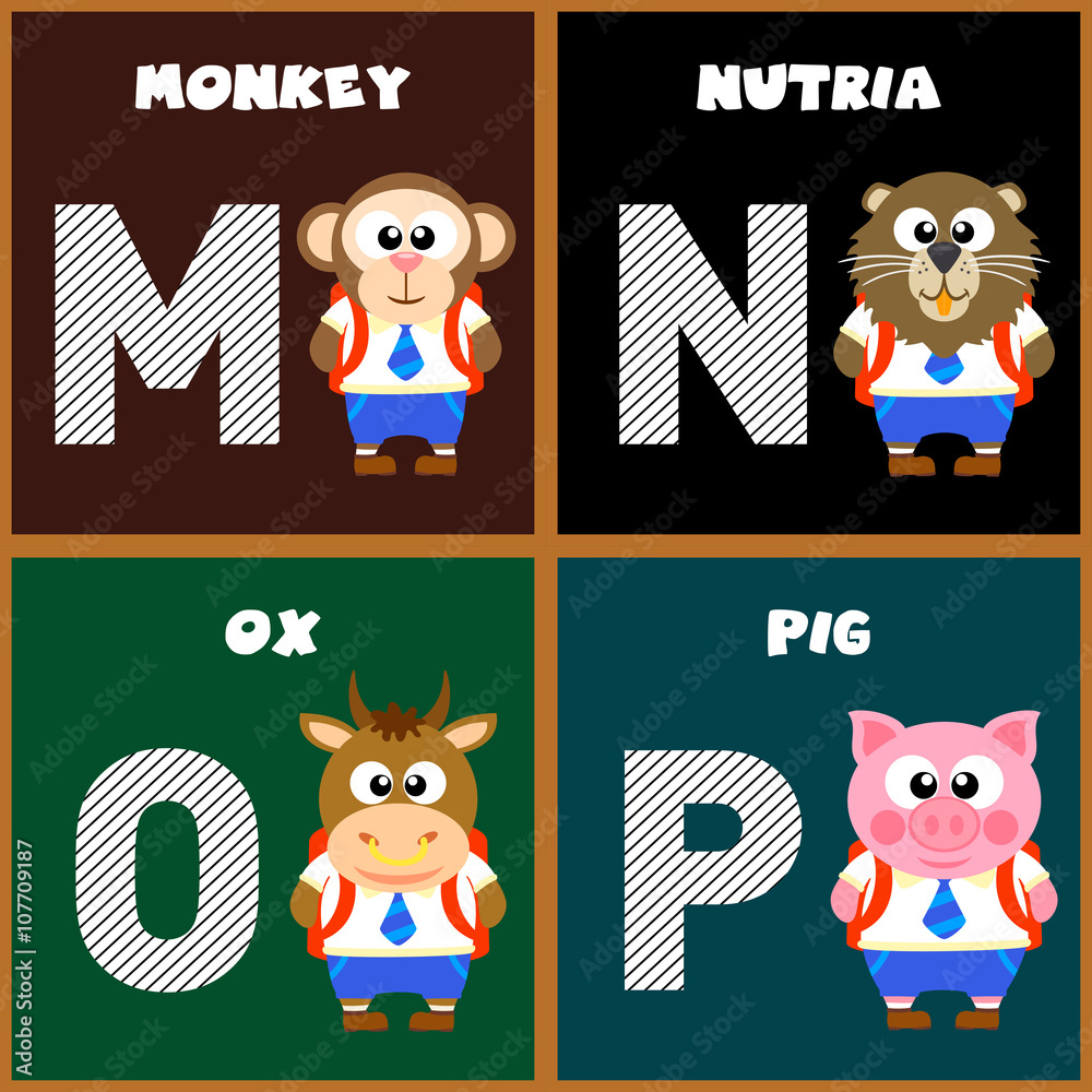 The English alphabet letter M,N,O,P Stock Vector | Adobe Stock