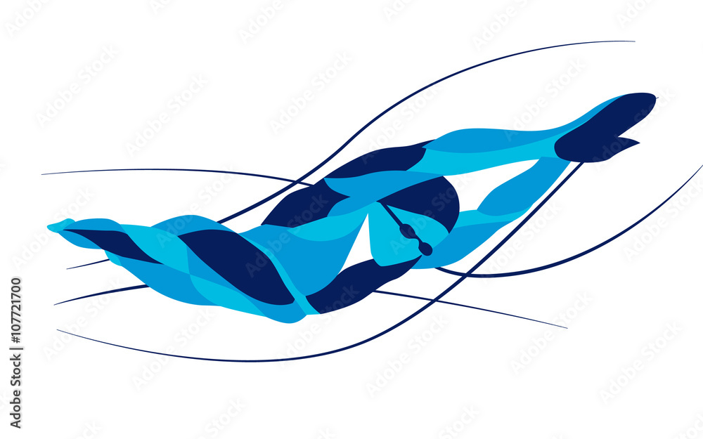 Trendy stylized illustration movement, freestyle swimmer silhouette ... Trendy stylized illustration movement, freestyle swimmer silhouette ...
