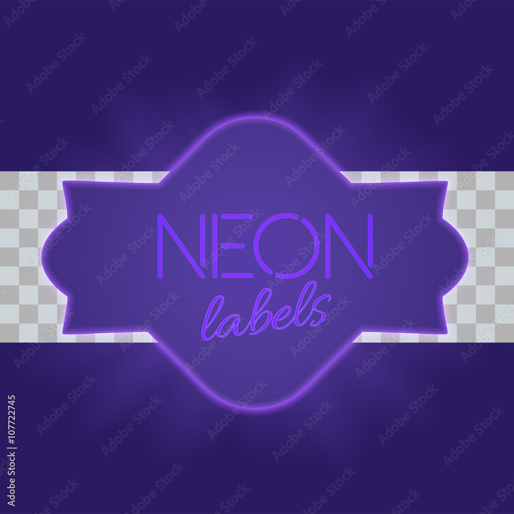 Vintage electric framework with bright neon lights. Purple light with ...