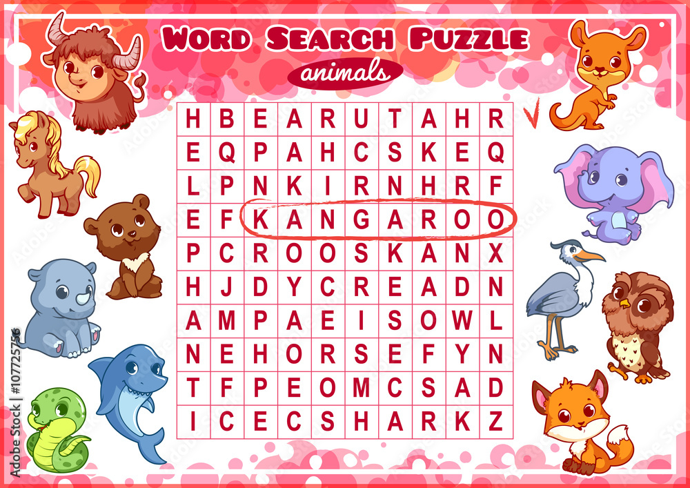 Educational game for kids. Word search puzzle. Stock Vector | Adobe Stock