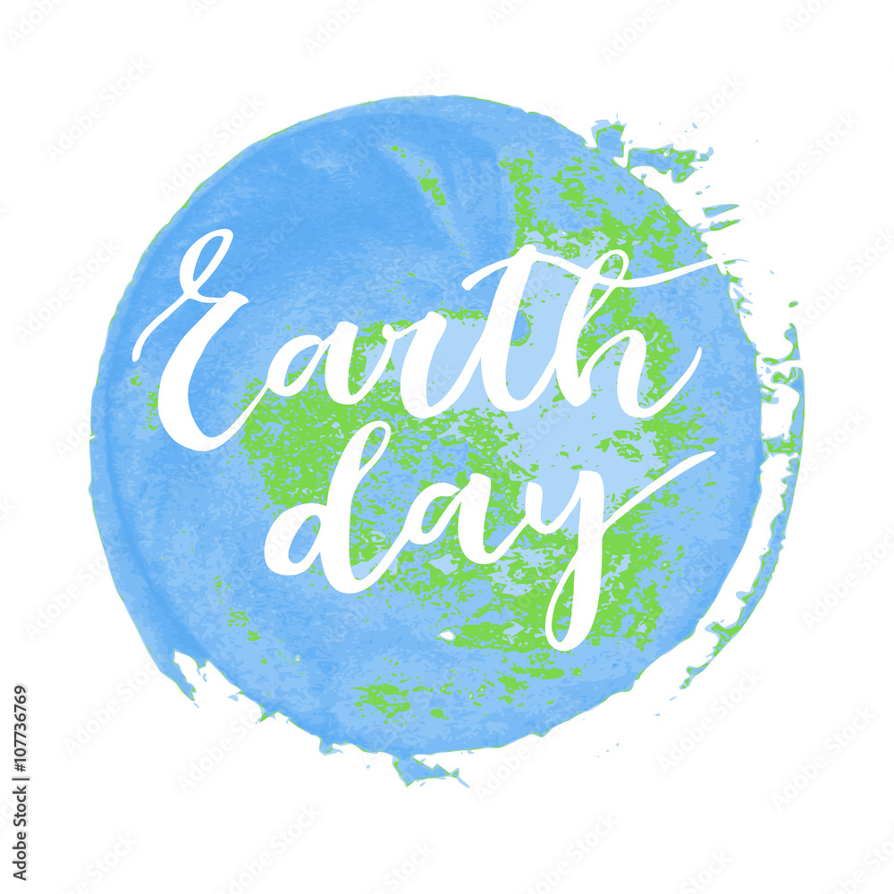 Earth day hand written inscription Stock Vector | Adobe Stock