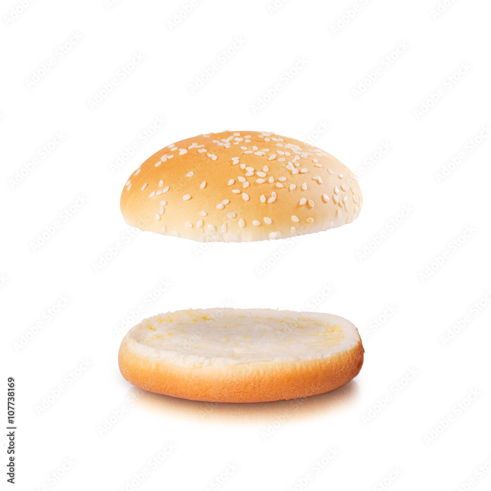 Open burger bun with blank space isolated on the white backgroun Stock ...