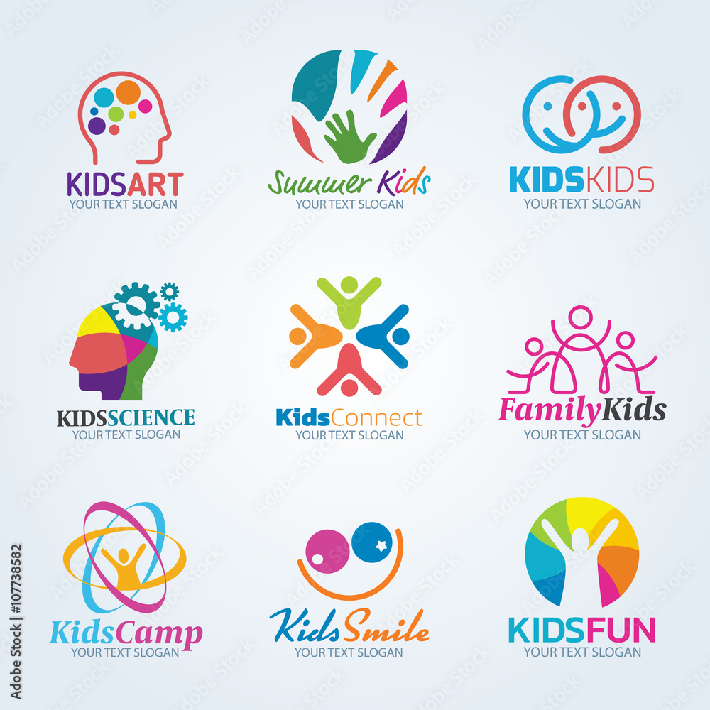 Colorful Kids art logo vector set design Stock Vector | Adobe Stock