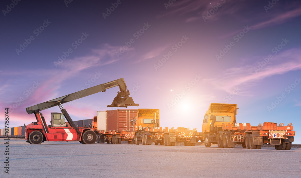 Forklift handling container box loading Stock Photo | Adobe Stock