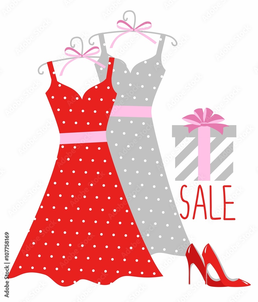 Pink Polka Dot Dress Clipart