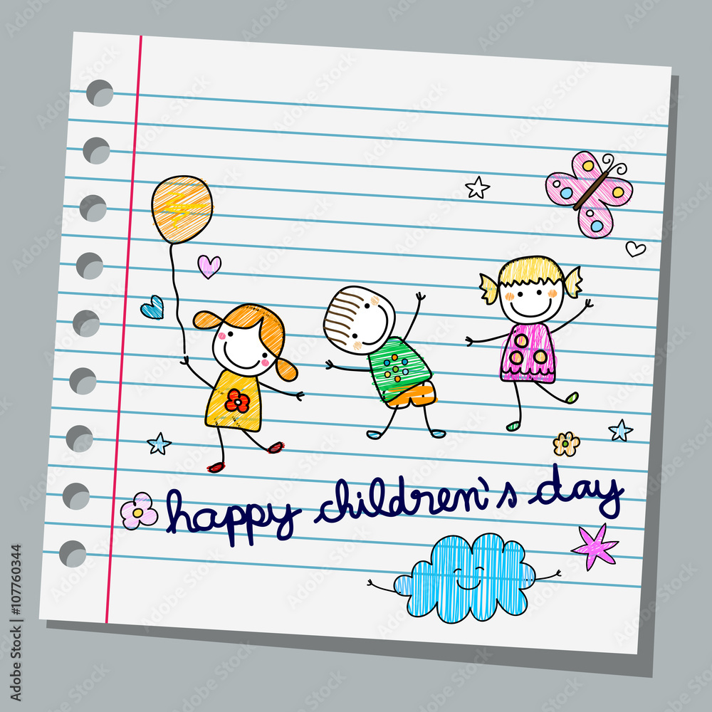 notebook paper happy children day Stock Vector | Adobe Stock
