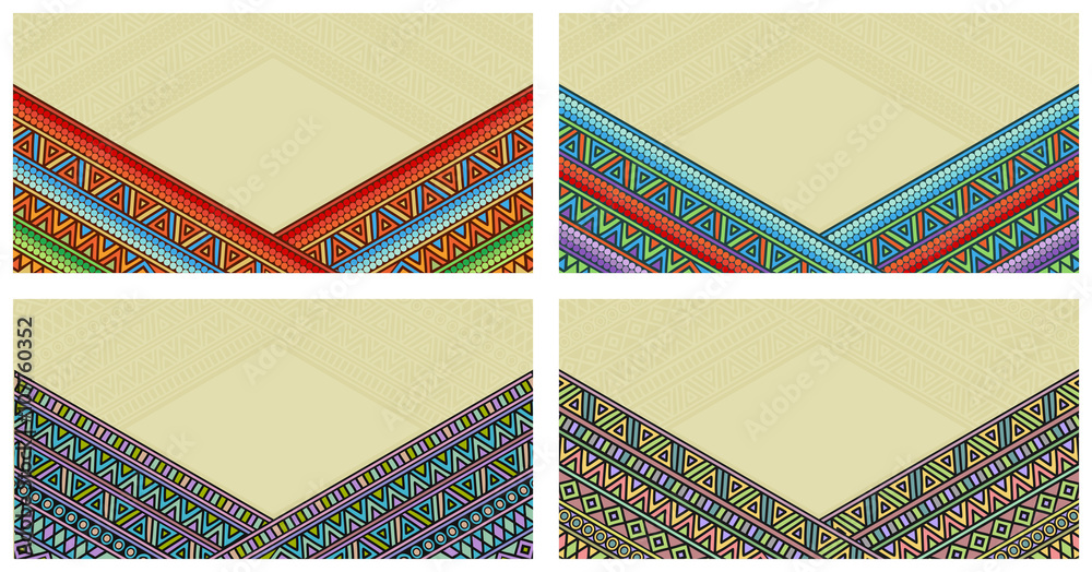 Bright ethnic frame at set. Abstract background with bright ethnic ...