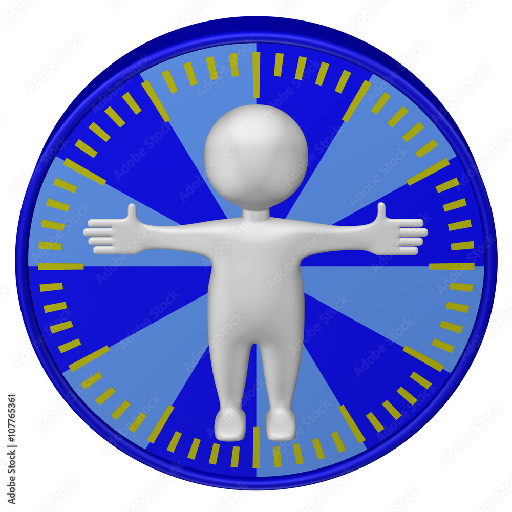 Concept : man-hour. 3d Man and clock face. Stock Illustration | Adobe Stock