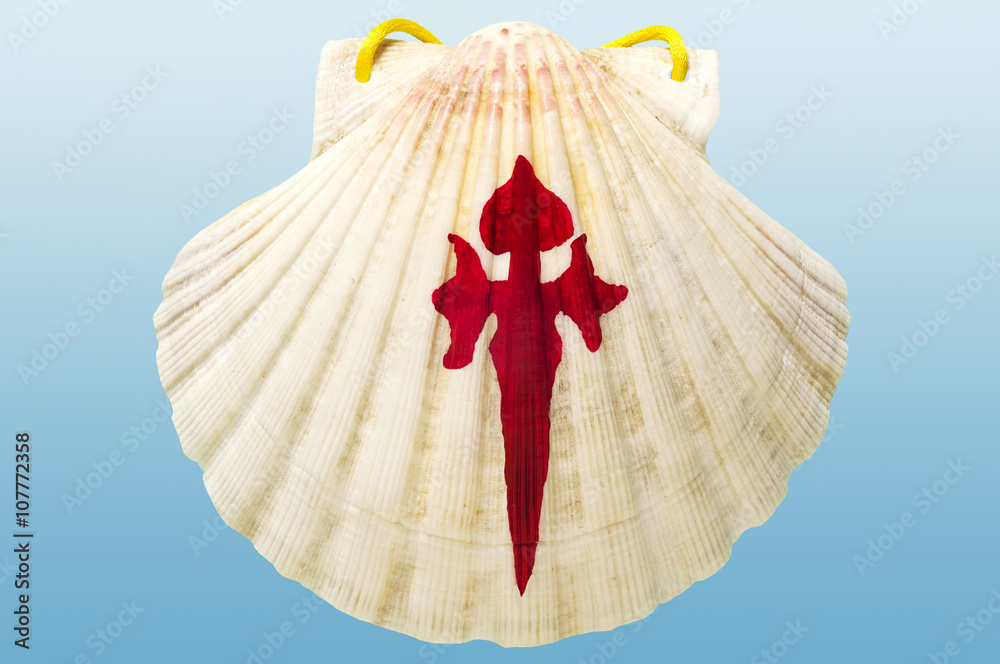 scallop shell sign of pilgrims in Way of St James, Camino de Santiago ...