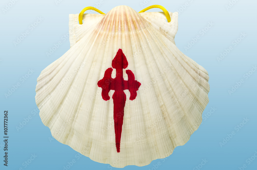 scallop shell sign of pilgrims in Way of St James, Camino de Santiago ...