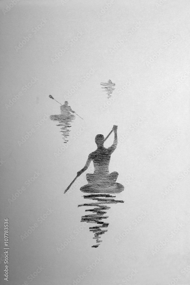 Person Floating In Water Drawing