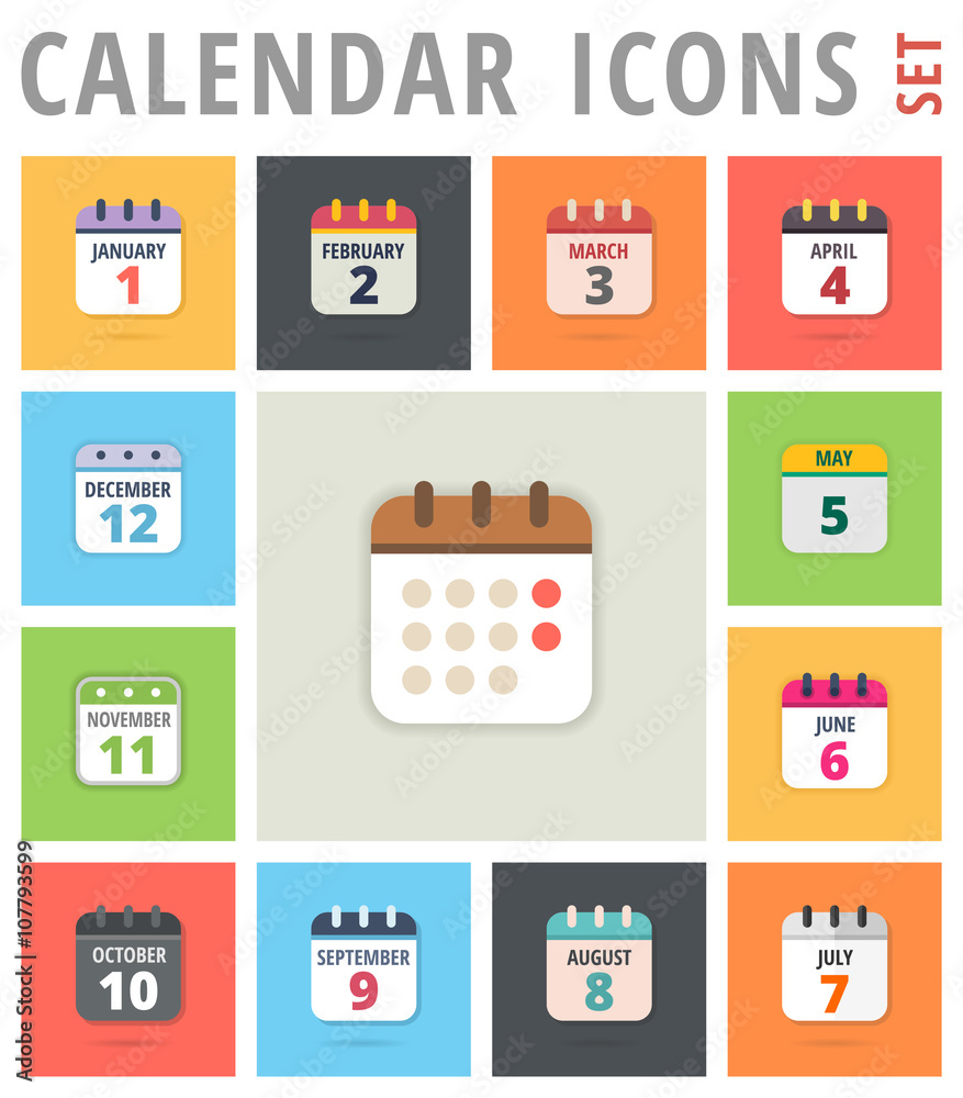 Calendar Icons vector illustration set vector de Stock | Adobe Stock
