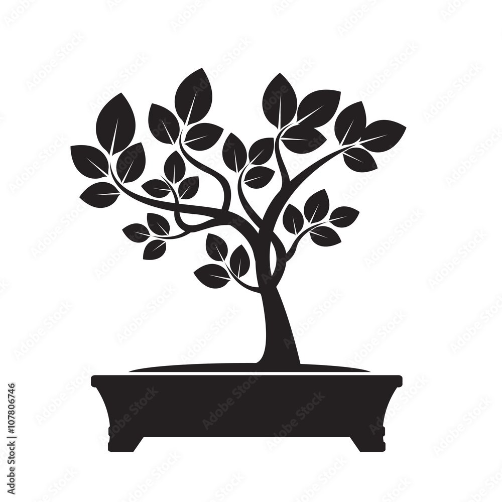 Black Vector Bonsai Tree. Illustration and Graphic Element. Stock ...