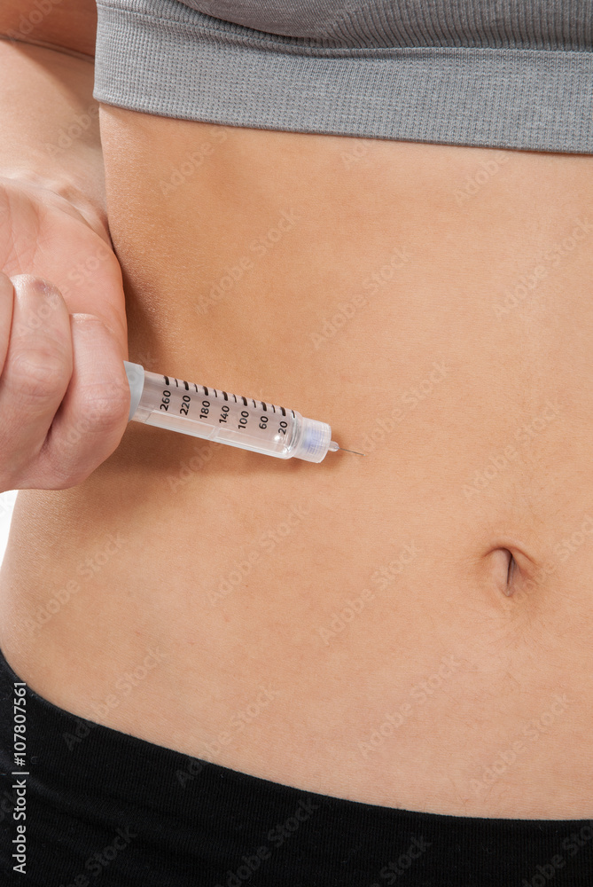 diabetes patient insulin shot by syringe with dose of lantus sub Stock ...