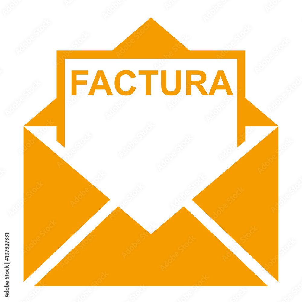 Icono plano sobre con texto FACTURA en color naranja Stock Illustration ...