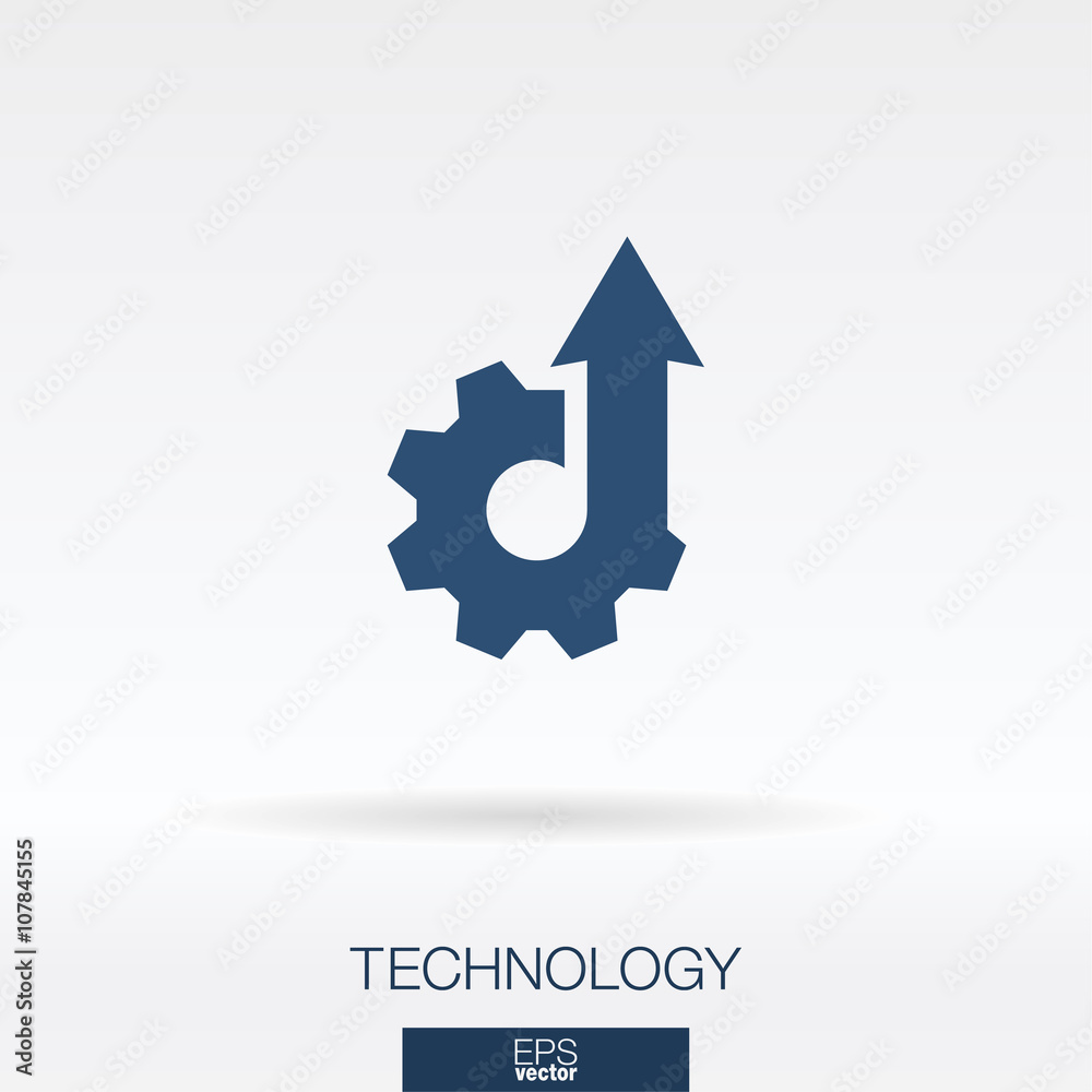 Technology concept icon. Cogwheel and arrow up symbol. Vector ...