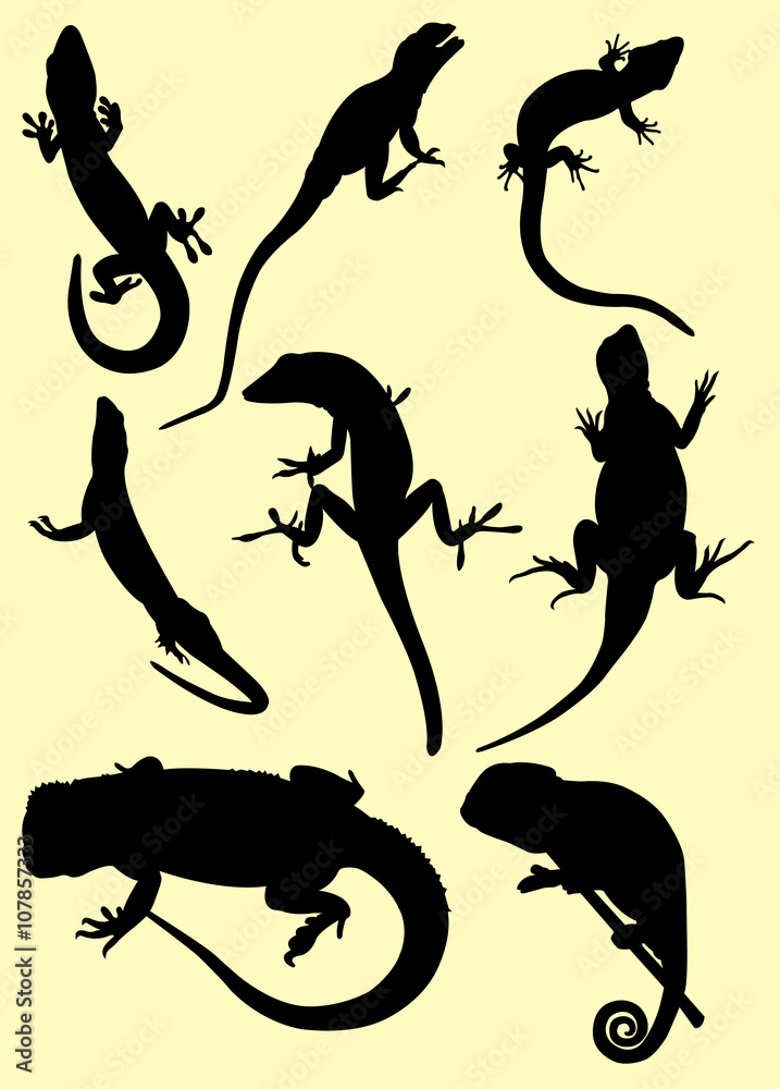 Lizards Silhouette Stock Vector | Adobe Stock