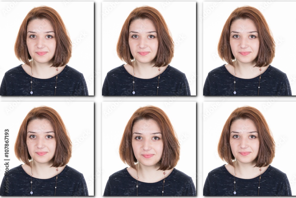 Identification photo of a young girl for id card driver license Collage ...