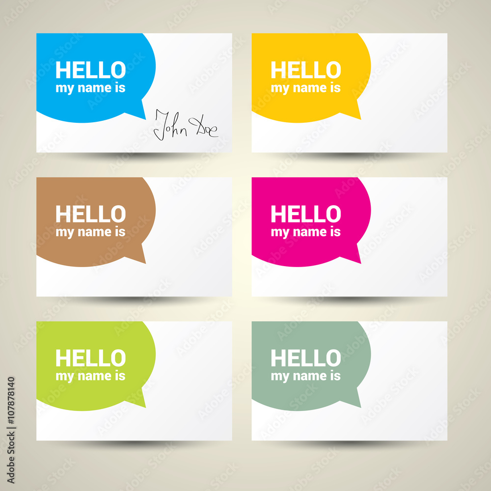 Hello My Name Is... Name Tag Set. Stock Vector | Adobe Stock