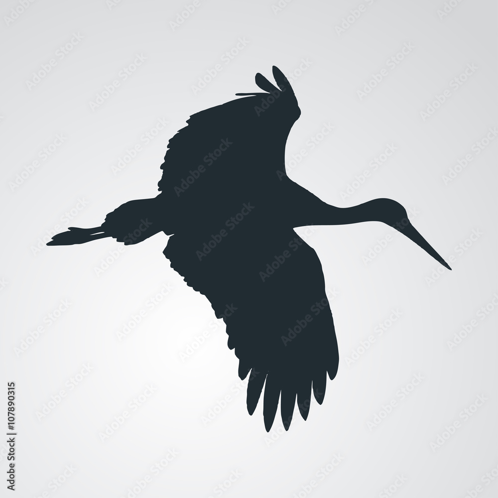 Icono plano silueta cigueña volando en fondo degradado Stock Vector ...