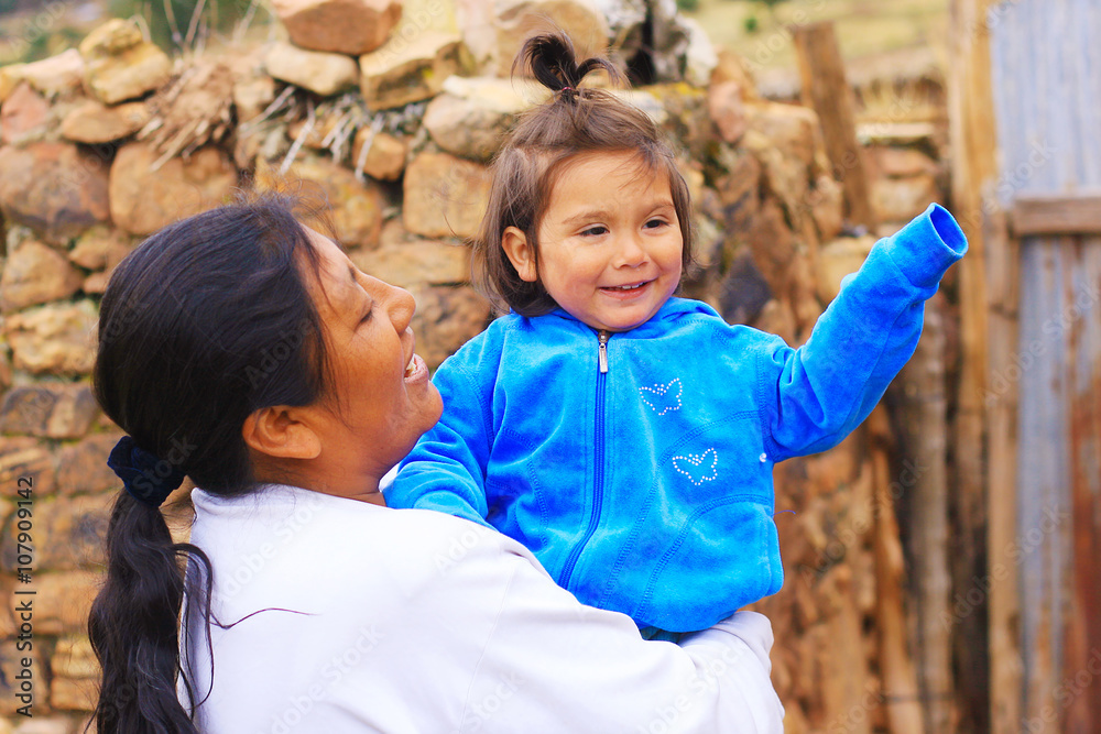 Happy aymara family Stock Photo | Adobe Stock