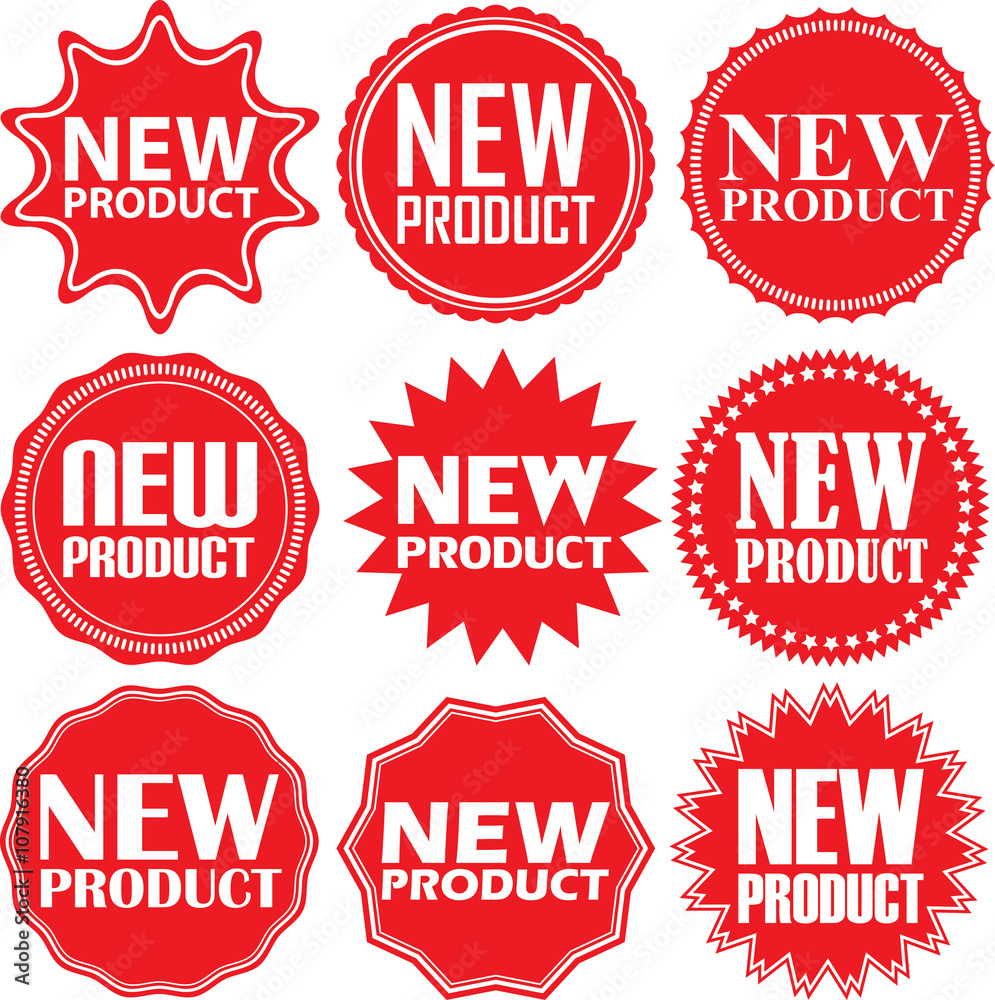 New product signs set, new product sticker set, vector illustration ...