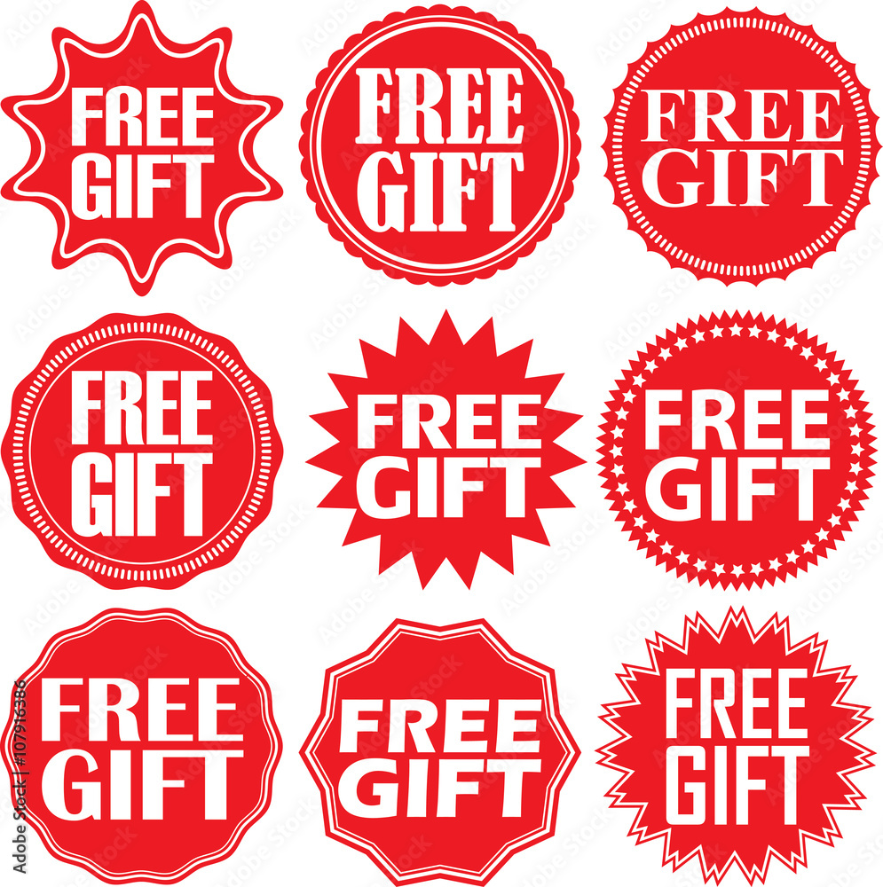 Free gift red label. Free gift red sign. Free gift red banner. V Stock ...