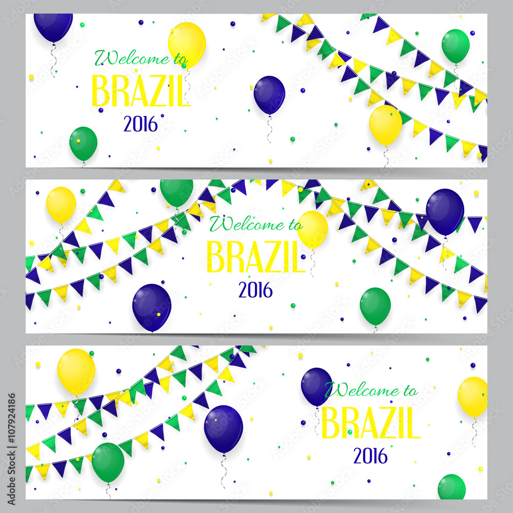 Set of banners with inscription Welcome to Brazil. Set of backgrounds ...