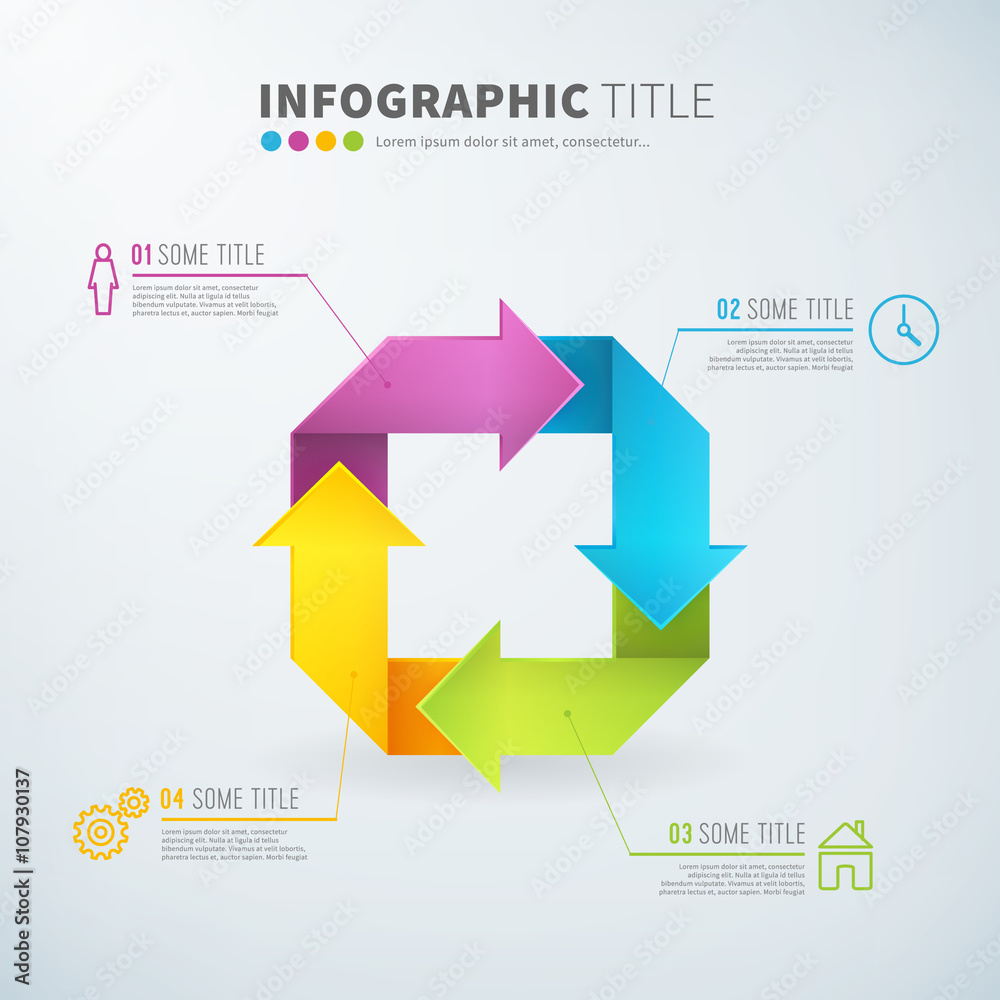 Business infographic rotate arrow chart time laps Stock Vector | Adobe ...