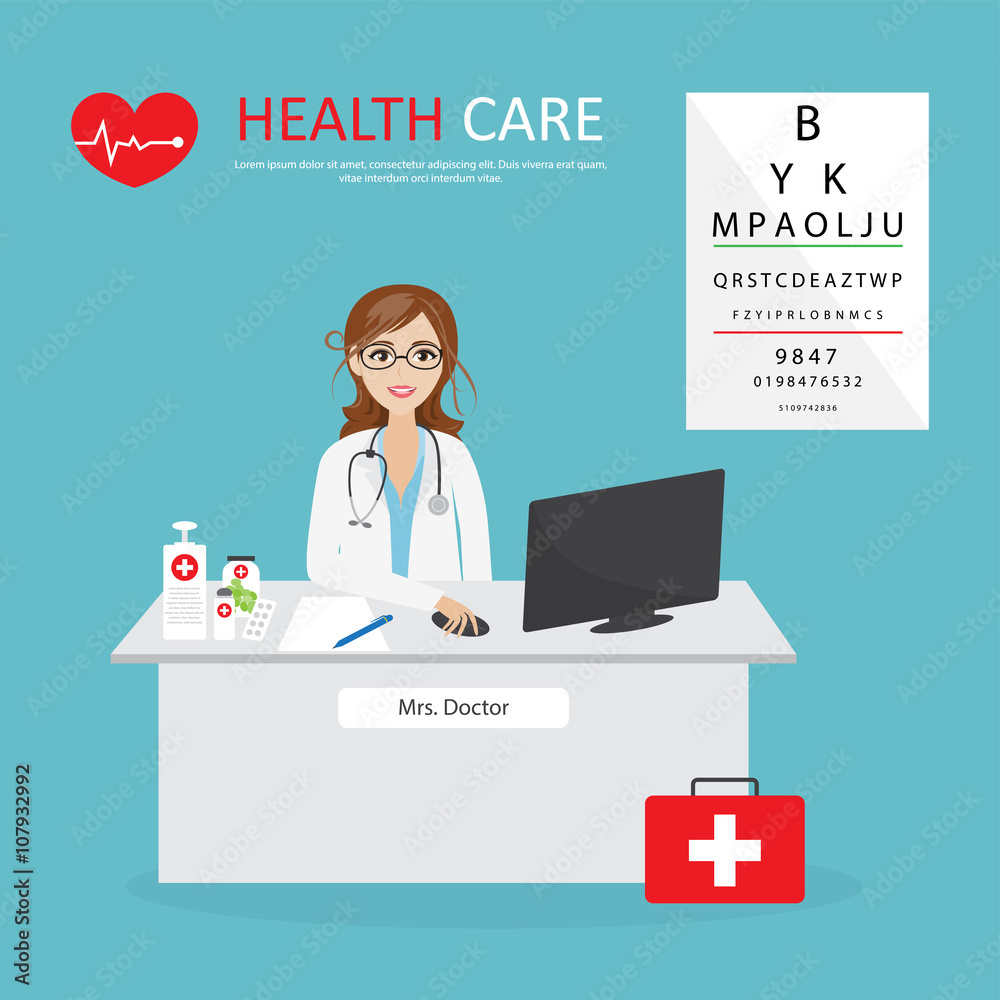 Female general practitioner. Vector illustration of a smiling do Stock ...