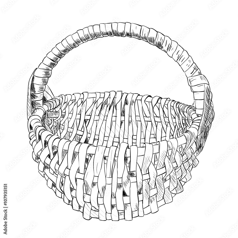 Vector sketch of wicker basket Stock Vector | Adobe Stock