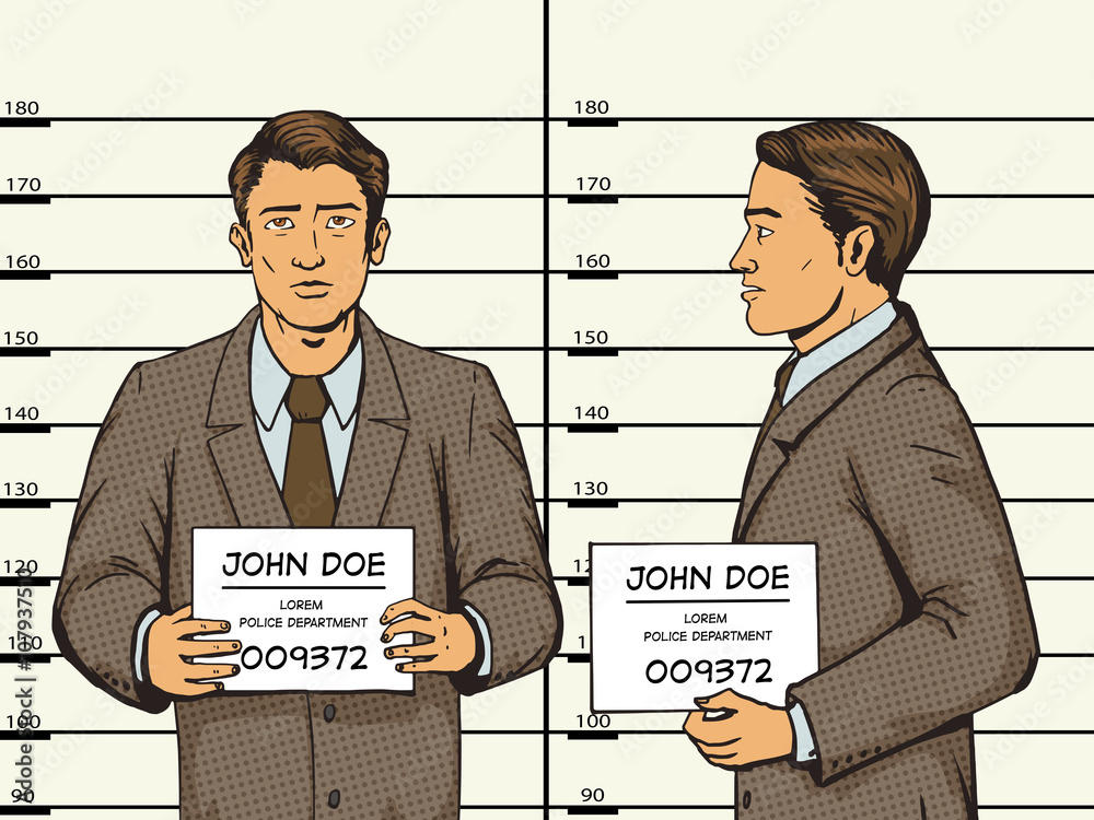 Man arrested photo in police pop art style vector Stock Vector | Adobe ...