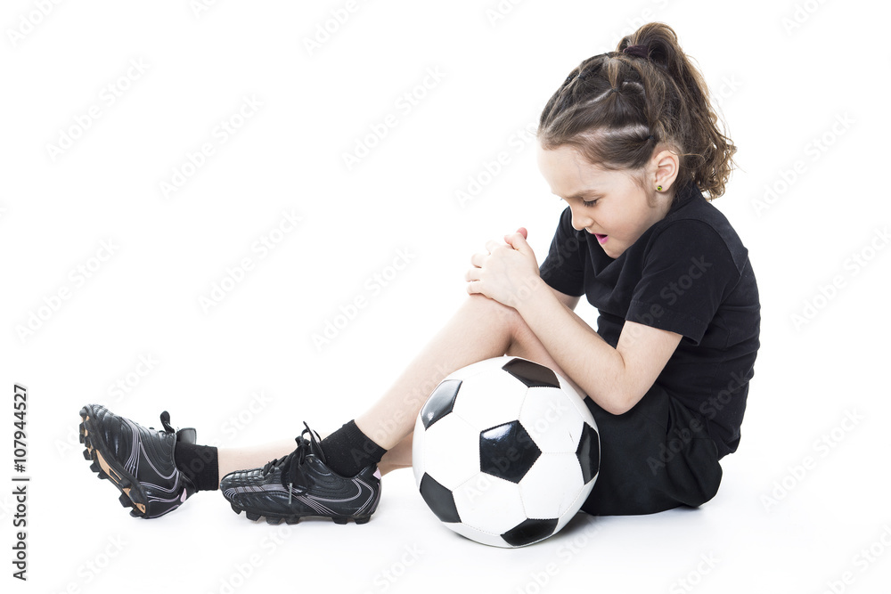 injury girl with soccer ball isolated on white Stock Photo | Adobe Stock