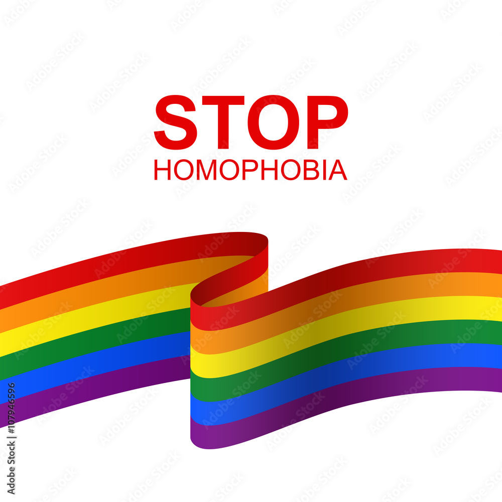 Stop homophobia. Vector card with LGBT flag Stock Vector | Adobe Stock