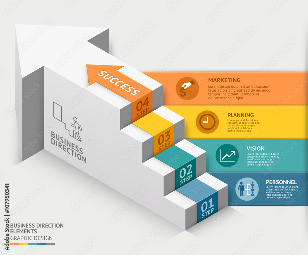 3d business staircase diagram template. Vector illustration. Stock ...