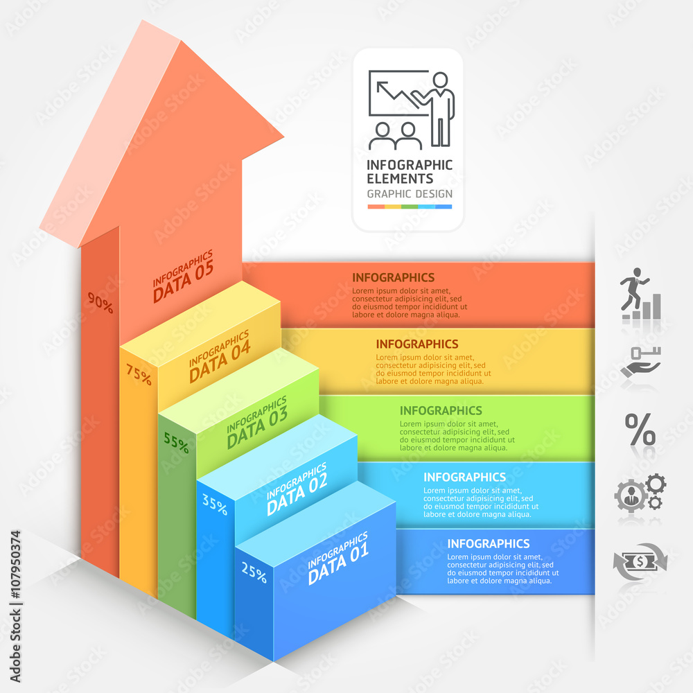 3d Business arrows staircase diagram template. Vector illustration. can ...
