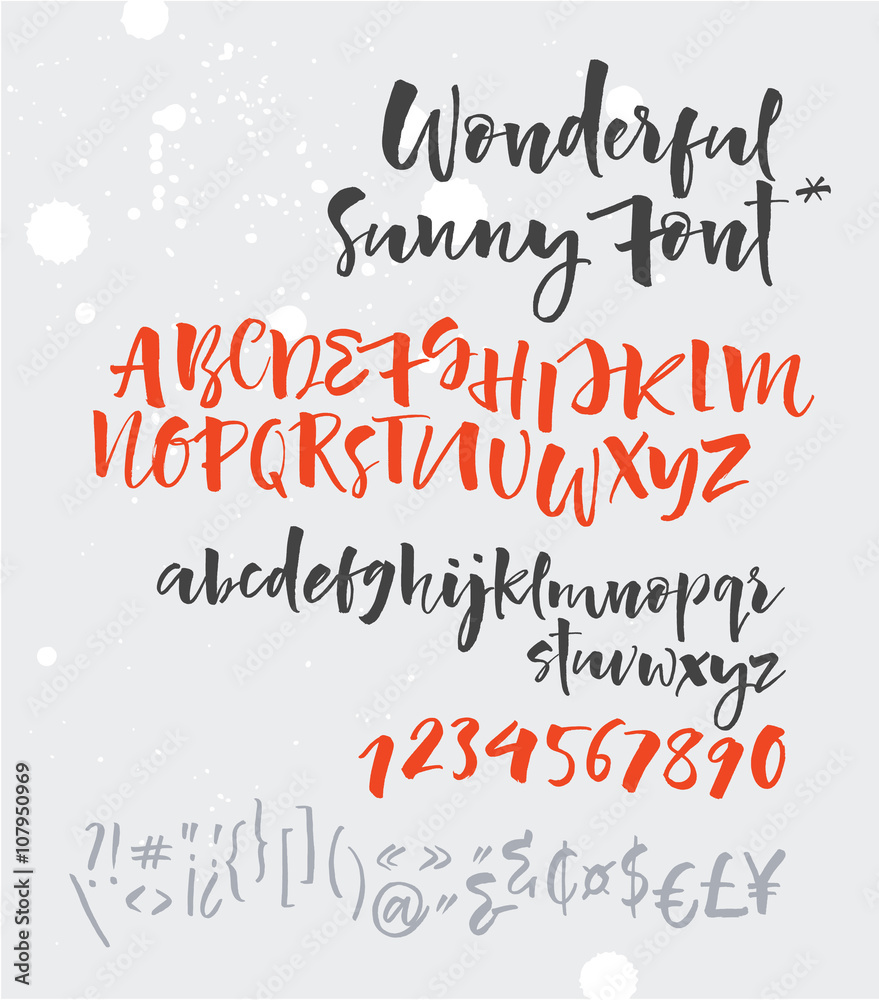 Vector alphabet. Hand drawn letters, numbers, signs. Letters of the ...