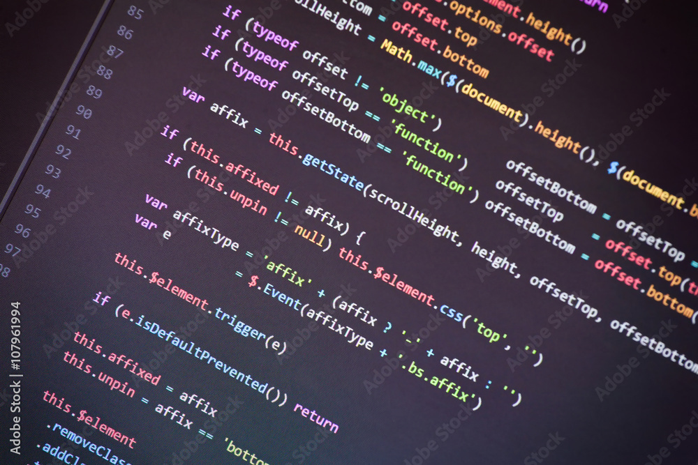 Colorful programming php and html code on a monitor. Stock Photo ...