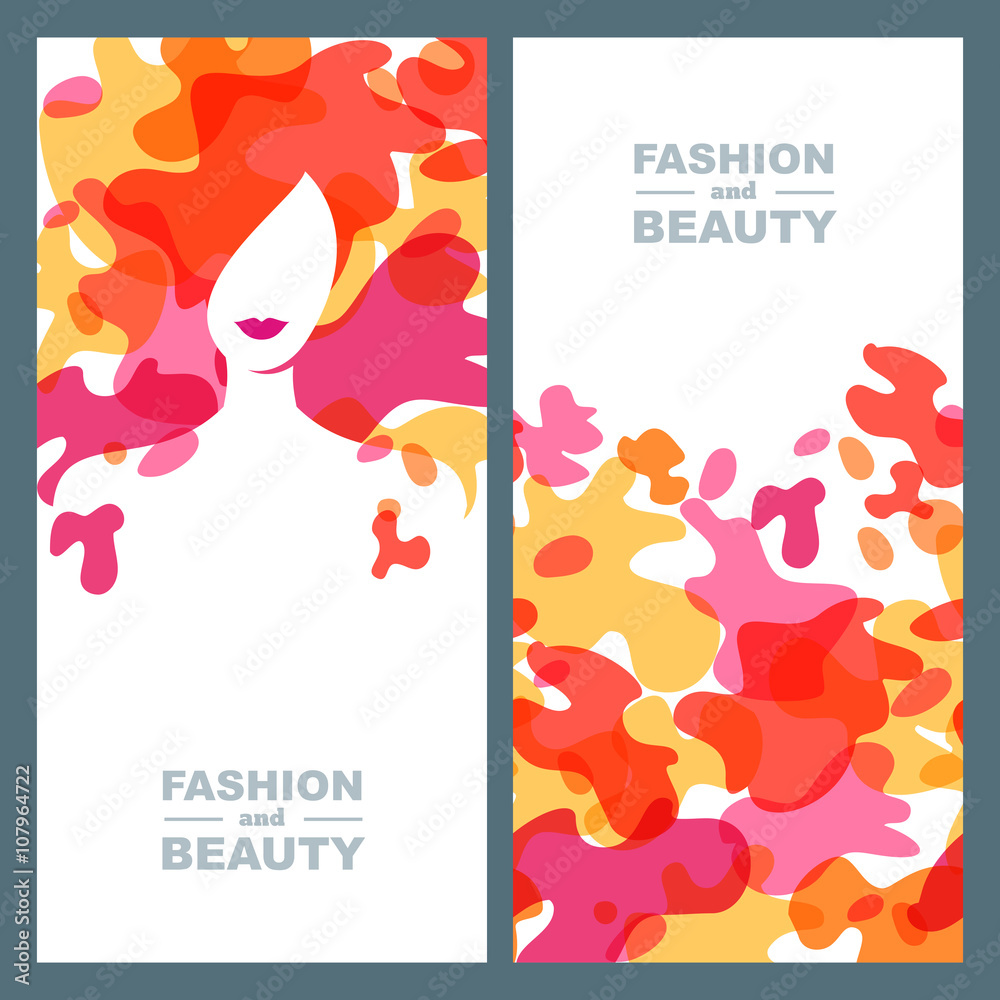 Female face on abstract splash background. Woman with colorful hair ...