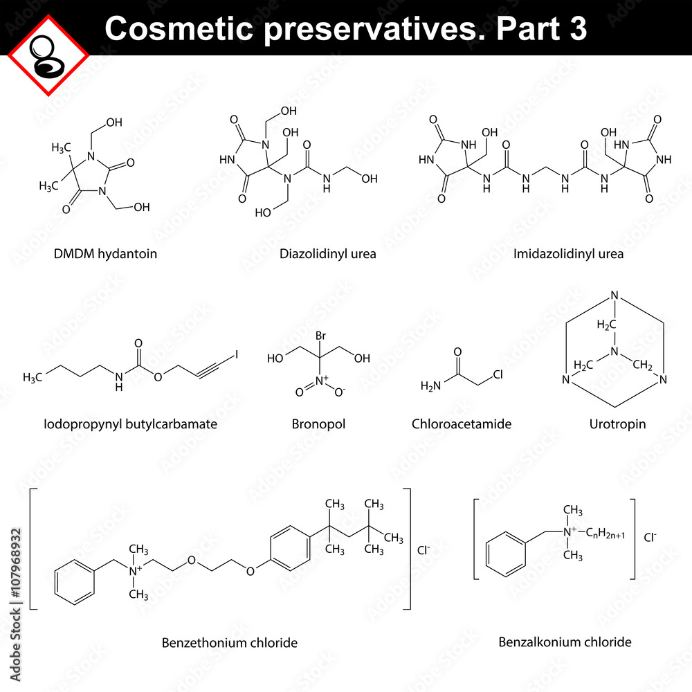 Molecular structures of main cosmetic preservatives Stock Vector ...