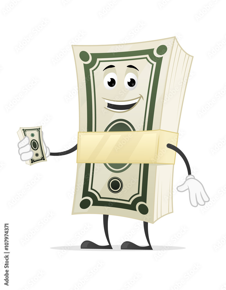 Money Stack Cartoon Character Stock Vector | Adobe Stock