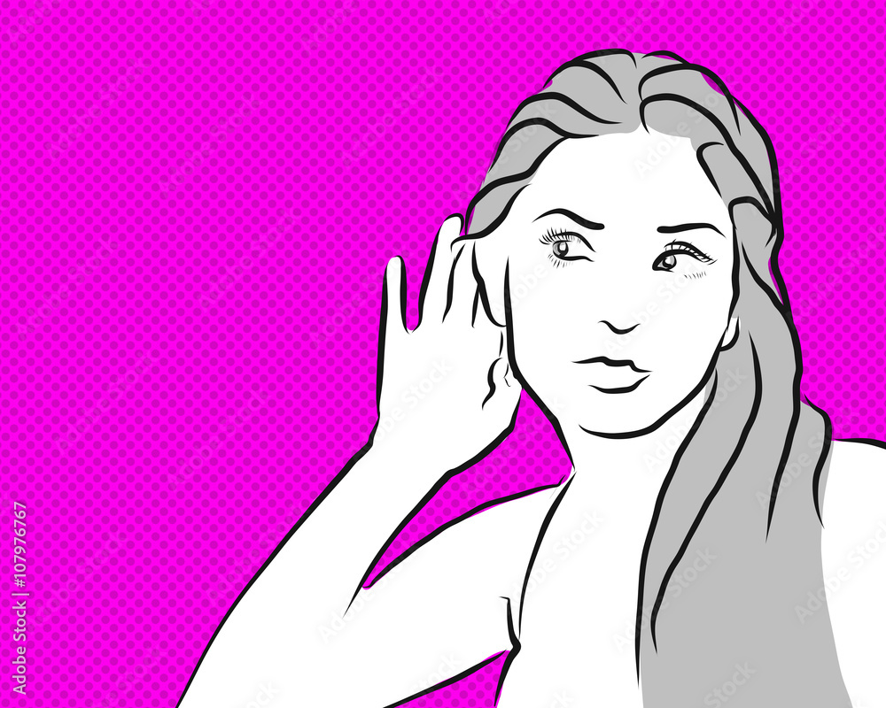 Gossip Girl listen Comic vintage clipart Stock Vector | Adobe Stock