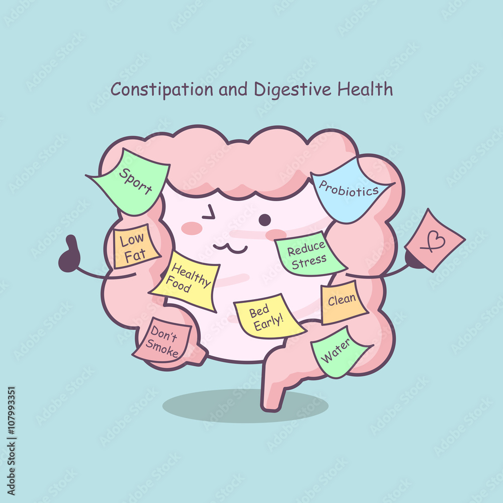 cute cartoon intestine with reminder Stock Vector | Adobe Stock