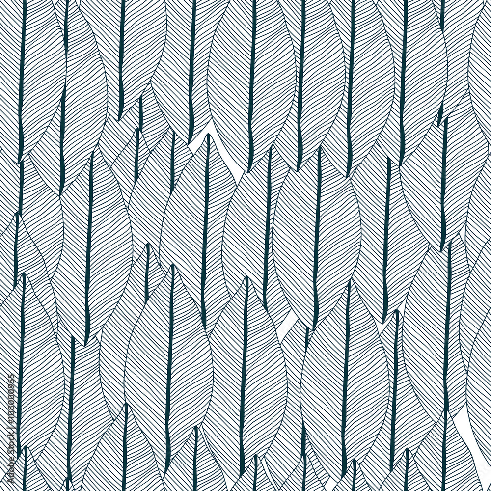 Vector seamless pattern with tribal leaf. Tribal forest pattern. Nature ...