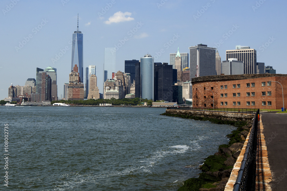 Poster lower Manhattan in New York City showing the new World Trade ...